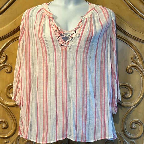 Fred David | Tops | Nwt Fred David Pink Striped Blouse | Poshmark